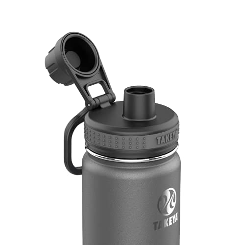 Takeya Originals 24 oz Vacuum Insulated Stainless Steel Water Bottle with Straw Lid, Graphite