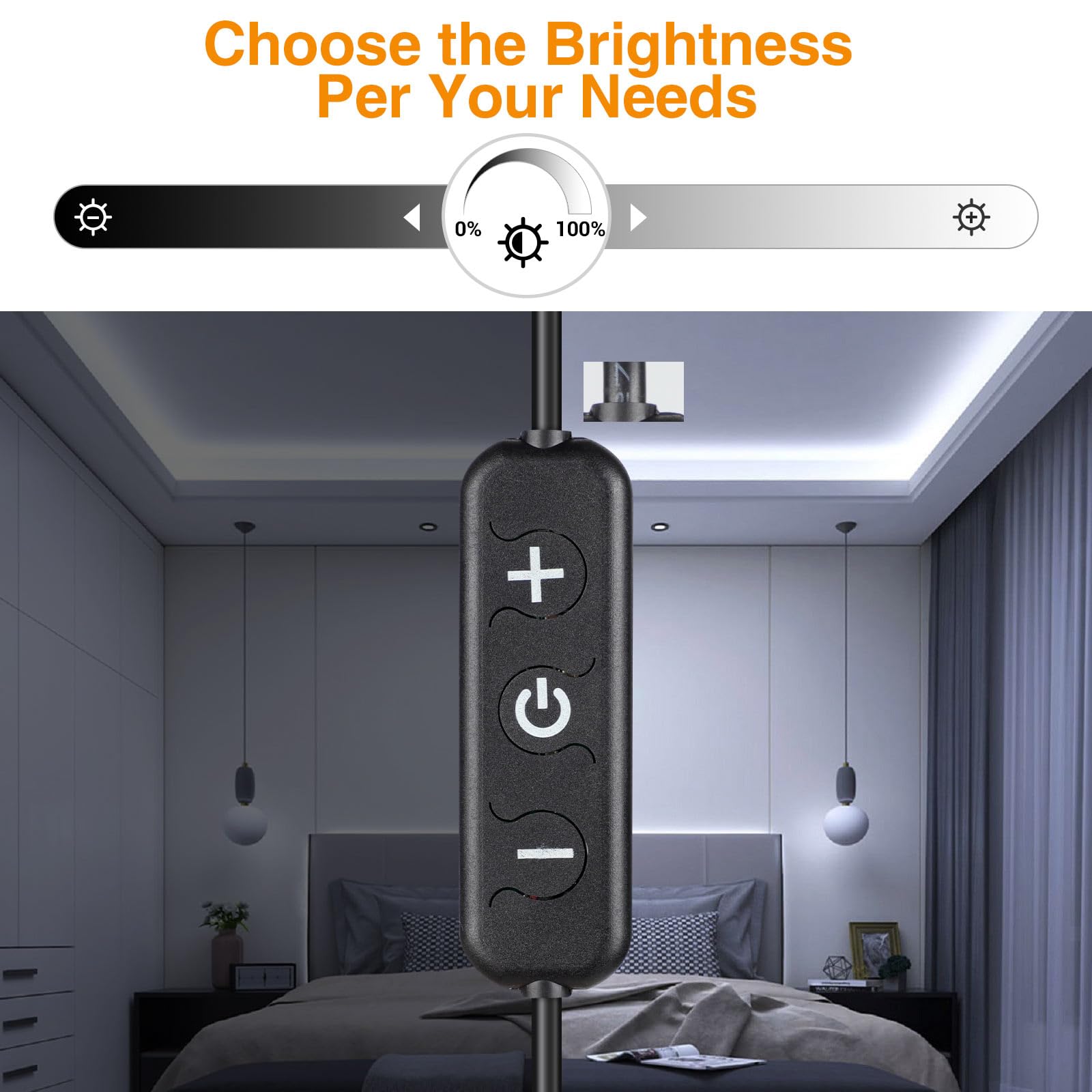 White LED Strip Light, CT Capetronix LED Light Strip White, Daylight Bright LED Tape Light, for Bedroom, Kitchen, Closet, Under Cabinet, Vanity Mirror, Indoor Only (Dimmer Included).