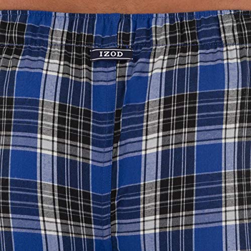 IZOD Men's Poly-Rayon Yarn-dye Woven Sleep Pant Pajama Bottom, Blue Plaid, Large