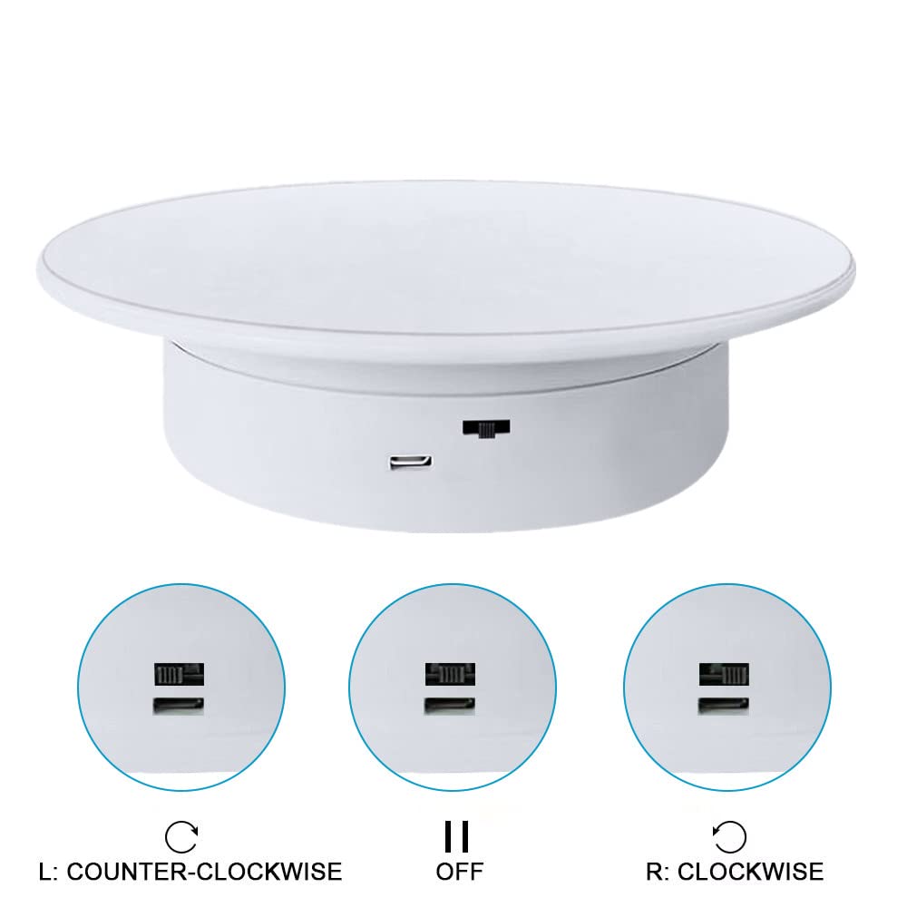 CEXUW Display 360 Degree Electric Turntable,for Small Product Display, 7.87in Diameter product photography turntable
