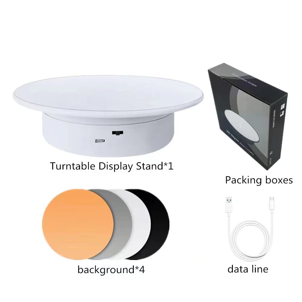 CEXUW Display 360 Degree Electric Turntable,for Small Product Display, 7.87in Diameter product photography turntable
