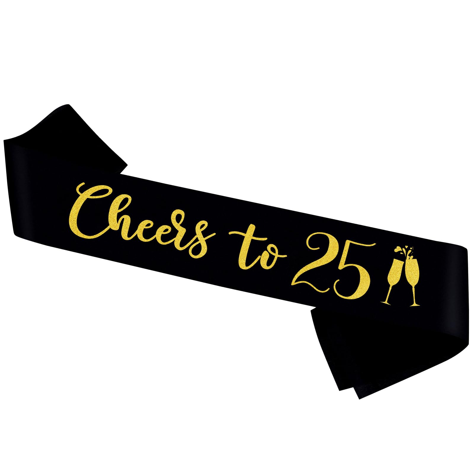 Cheers to 25 Sash, Black Gold It's My 25th Birthday Sash for Women and Men,Happy 25th Birthday Gifts Party Supplies