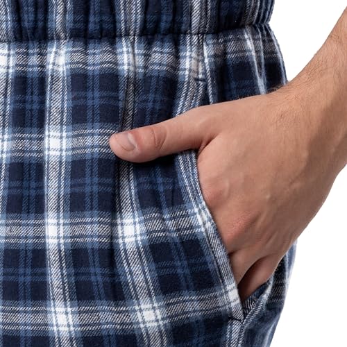 Fruit of the Loom Men's Yarn-dye Woven Flannel Pajama Pant, Navy Plaid, Large