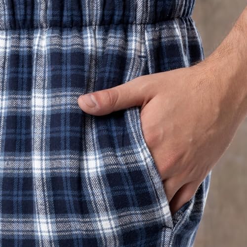 Fruit of the Loom Men's Yarn-dye Woven Flannel Pajama Pant, Navy Plaid, Large