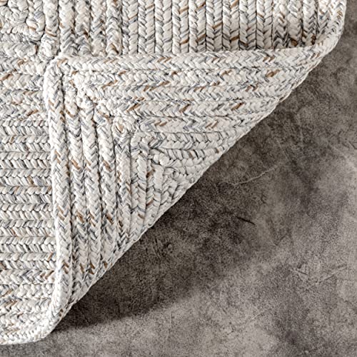 nuLOOM Rowan Braided Texture Indoor/Outdoor Area Rug, 6' Round, Ivory