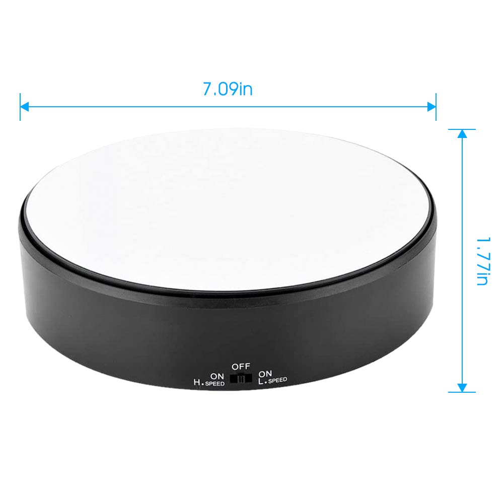 Rotating Display Stand, Speed Adjustable Electric 360° Turntable Display Holder Mirror Motorized Revolving Base Battery Powered for Displaying Jewelry Watch Digital Photography