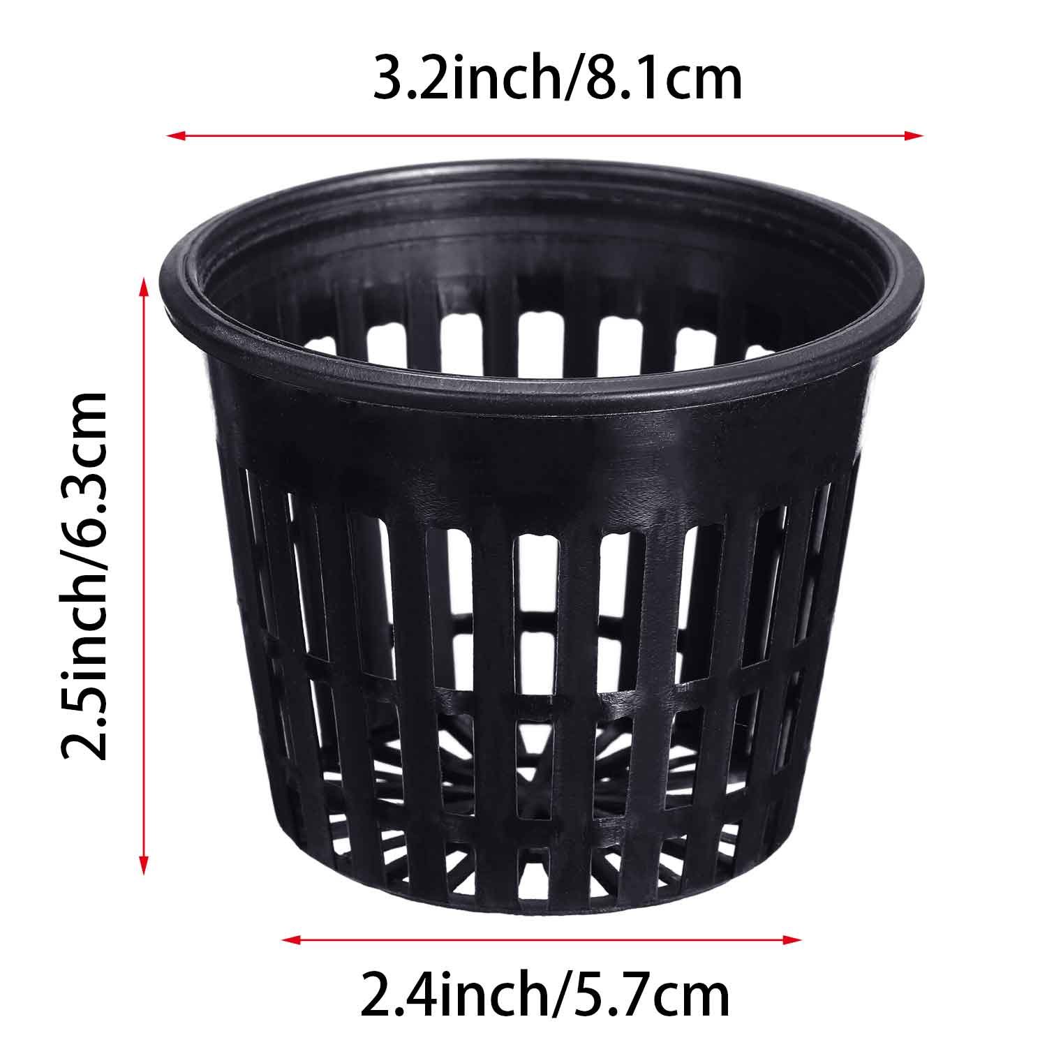 JOVITEC 60 Pieces Net Cup Set, 30 Pack 3 Inch Net Cups Slotted Mesh Wide Lip with 30 Pieces Plant Labels Filter Plant Net Pot Bucket Basket for Hydroponics
