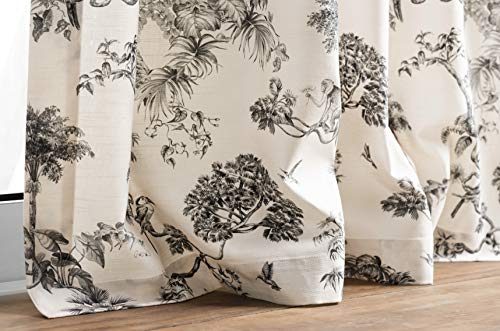 Maison d' Hermine Tailored Curtain 100% Cotton Easter One Panel 50"x108" Curtains, Easy Hanging with a Rod Pocket & Loop for Living Rooms Bedrooms Offices, Bonobo - Grey - Spring/Summer