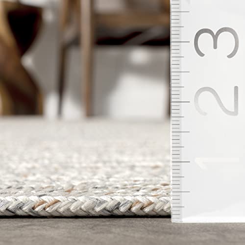 nuLOOM Rowan Braided Texture Indoor/Outdoor Area Rug, 6' Round, Ivory