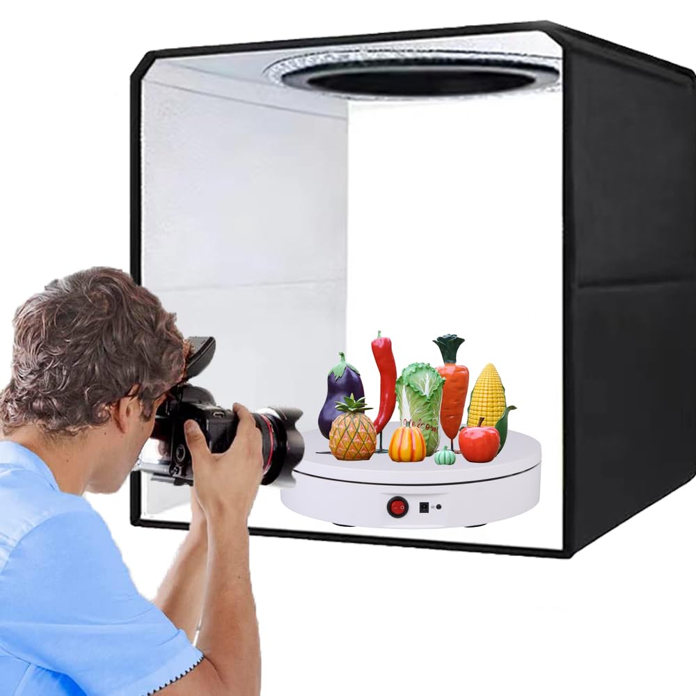 JAYEGT Motorized Rotating Display Stand,360 Degree Electric Rotating Photography Turntable for Products Display,Video Show, Live Show,Remote Control (White / 11.8inch / 265 Lbs Load/Rechargeable)