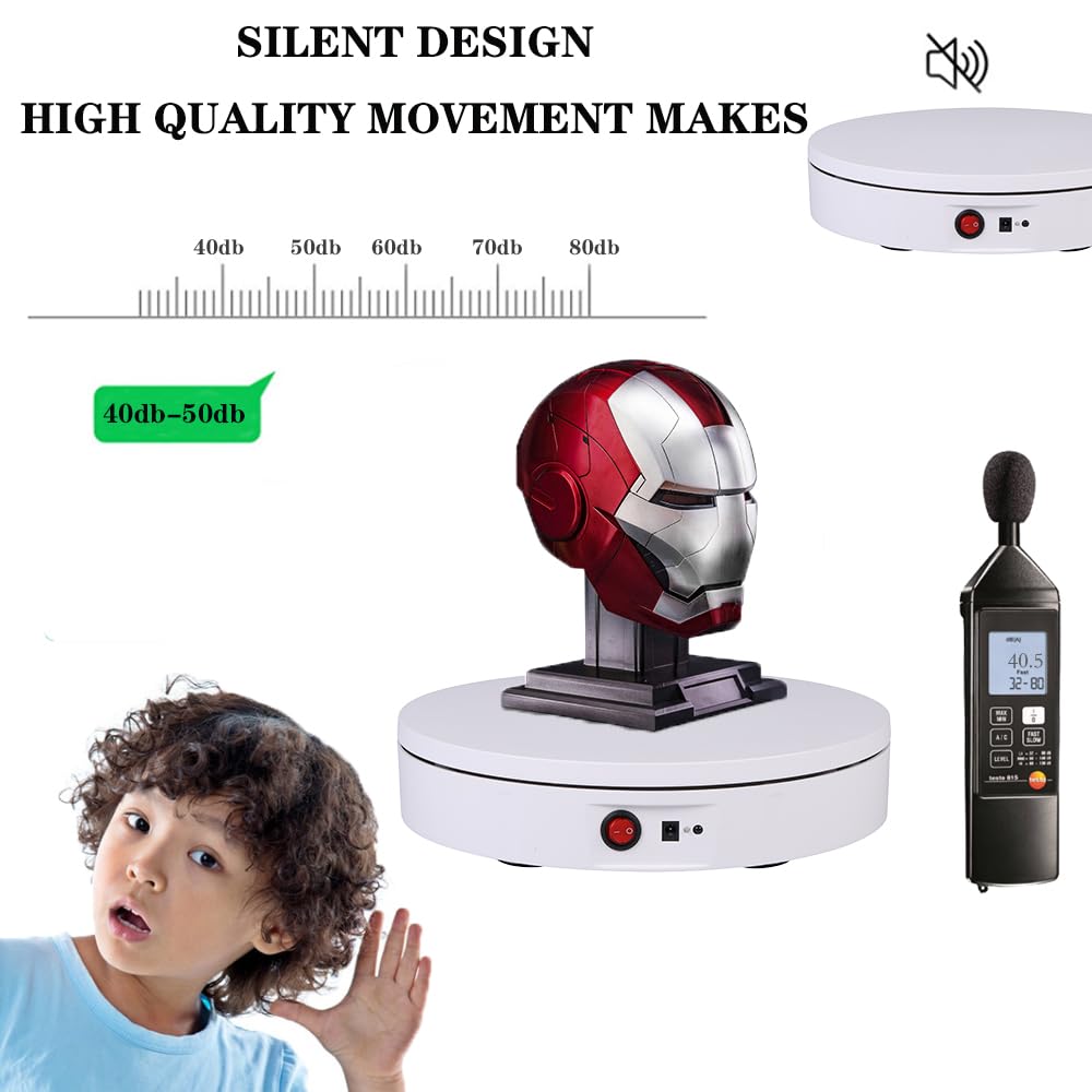 JAYEGT Motorized Rotating Display Stand,360 Degree Electric Rotating Photography Turntable for Products Display,Video Show, Live Show,Remote Control (White / 11.8inch / 265 Lbs Load/Rechargeable)