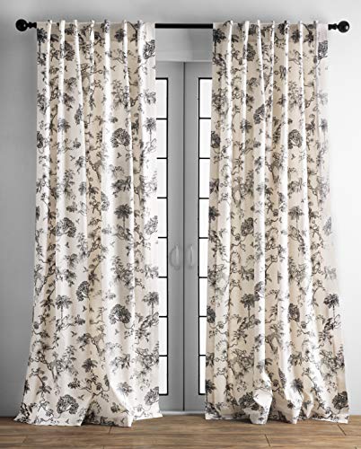 Maison d' Hermine Tailored Curtain 100% Cotton Easter One Panel 50"x108" Curtains, Easy Hanging with a Rod Pocket & Loop for Living Rooms Bedrooms Offices, Bonobo - Grey - Spring/Summer