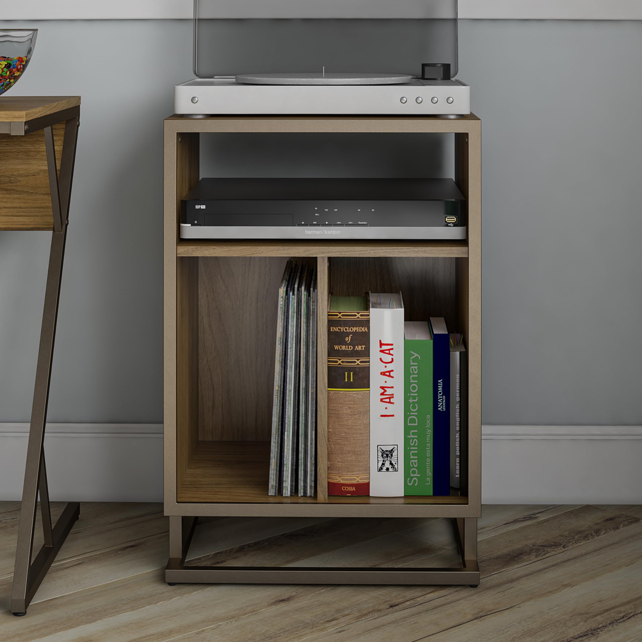 Novogratz Regal Turntable Stand/End Table, Walnut