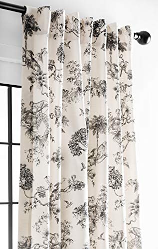 Maison d' Hermine Tailored Curtain 100% Cotton Easter One Panel 50"x108" Curtains, Easy Hanging with a Rod Pocket & Loop for Living Rooms Bedrooms Offices, Bonobo - Grey - Spring/Summer