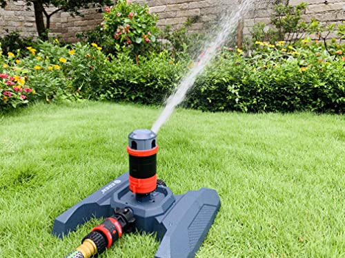 Eden 96123 4-Pattern Adjustable Mobile Rotary Gear Drive Sprinkler W/Quick Connect Starter Set, 360 Degree Coverage
