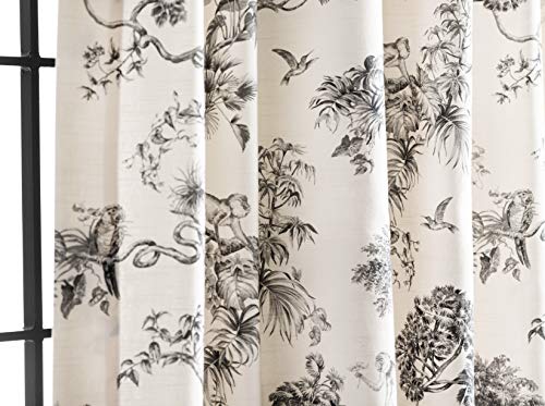 Maison d' Hermine Tailored Curtain 100% Cotton Easter One Panel 50"x108" Curtains, Easy Hanging with a Rod Pocket & Loop for Living Rooms Bedrooms Offices, Bonobo - Grey - Spring/Summer