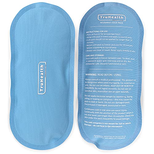 TruHealth Gel Ice Packs (2 Pack) - FSA HSA Approved Large Size 4.5 x 9.5 in for Various Body Pain and Injuries, Reusable, Cold Compress Therapy