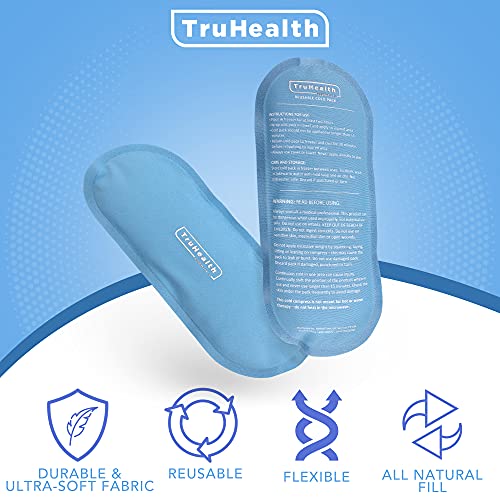 TruHealth Gel Ice Packs (2 Pack) - FSA HSA Approved Large Size 4.5 x 9.5 in for Various Body Pain and Injuries, Reusable, Cold Compress Therapy