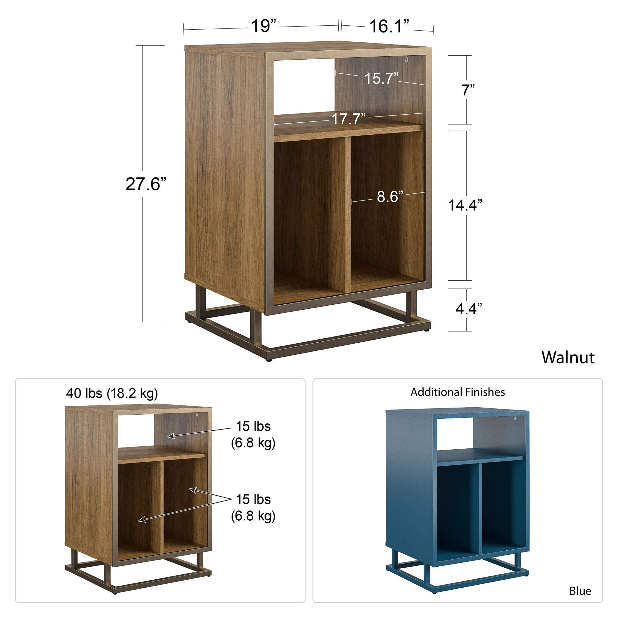 Novogratz Regal Turntable Stand/End Table, Walnut