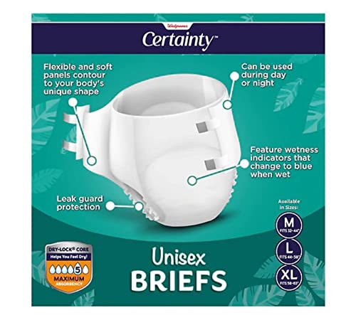 Walgreens Certainty Unisex Briefs Maximum Absorbency Medium 40.0ea, Blue