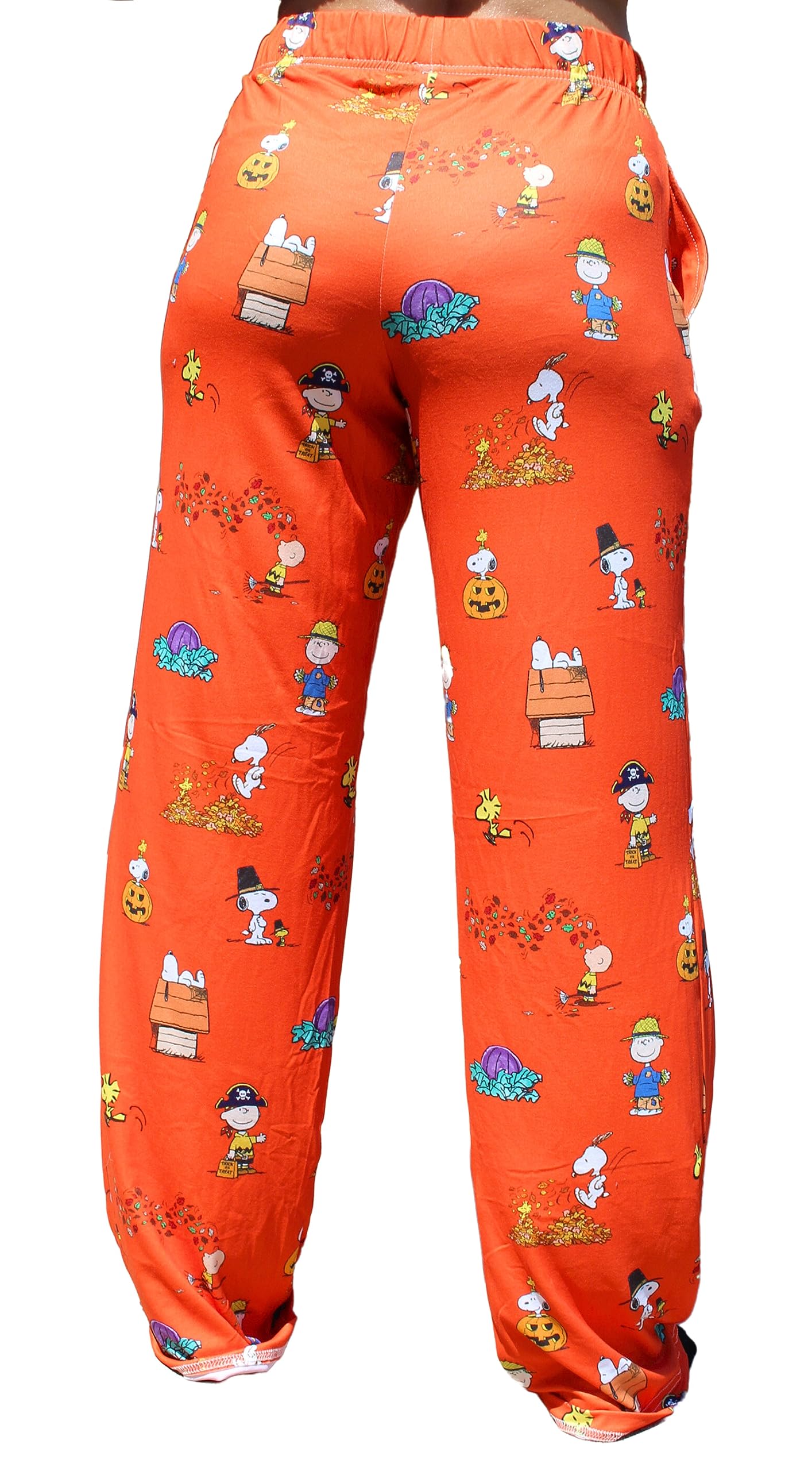 Snoopy Unisex Lounge Pajama Pants - Loose-Fit, Fall, Halloween Wear - Snoopy Great Pumpkin Sleep Bottoms (Large)