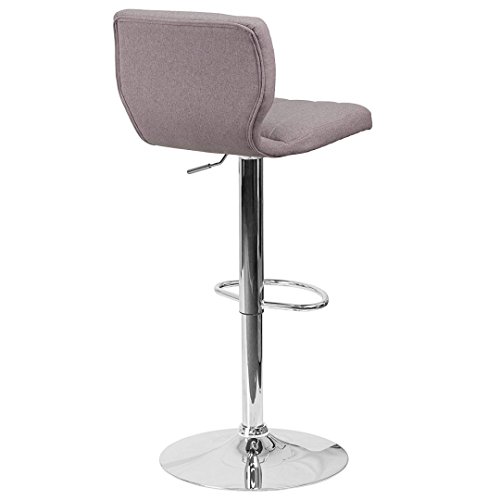 KLS Modern Barstools Adjustable Hydraulic 360 Degree Swivel Stable Steel Frame Fabric Padded Cushion Low Back Seat Design Dining Chair Pub Stool - (1) Grey # 1969