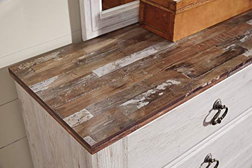 Signature Design by Ashley Willowton Farmhouse 2 Drawer Nightstand with USB Charging Ports, Whitewash