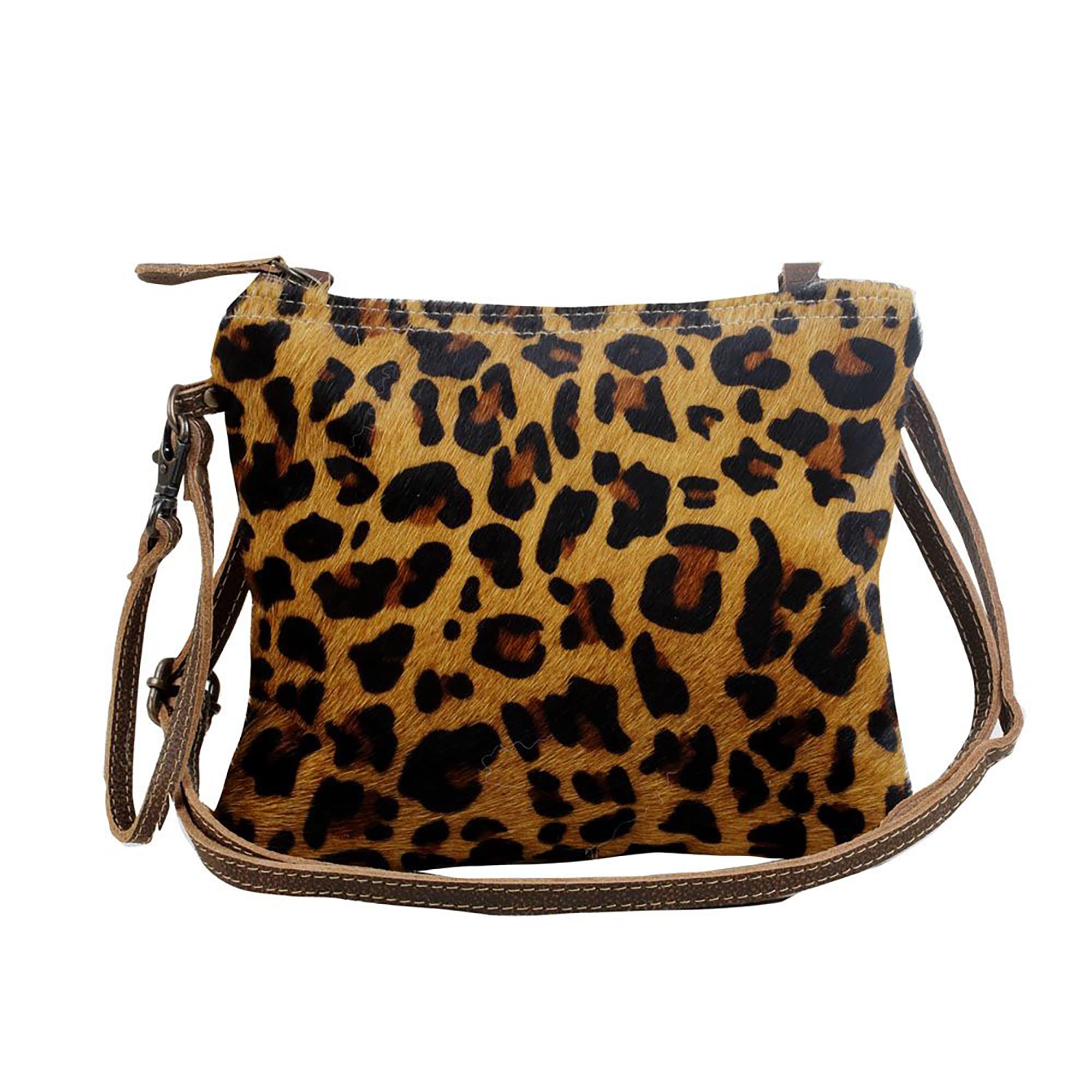 Myra Bag Western Hairon Crossbody Bag for Women - Leather Purse Shoulder Bag Retro Leopard