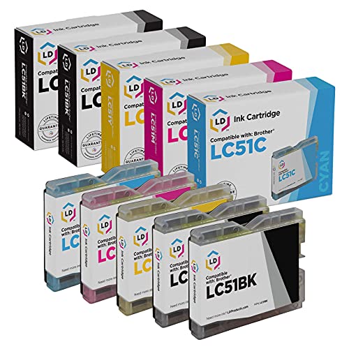 LD Compatible Ink Cartridge Replacement for Brother LC51 (2 Black, 1 Cyan, 1 Magenta, 1 Yellow, 5-Pack)