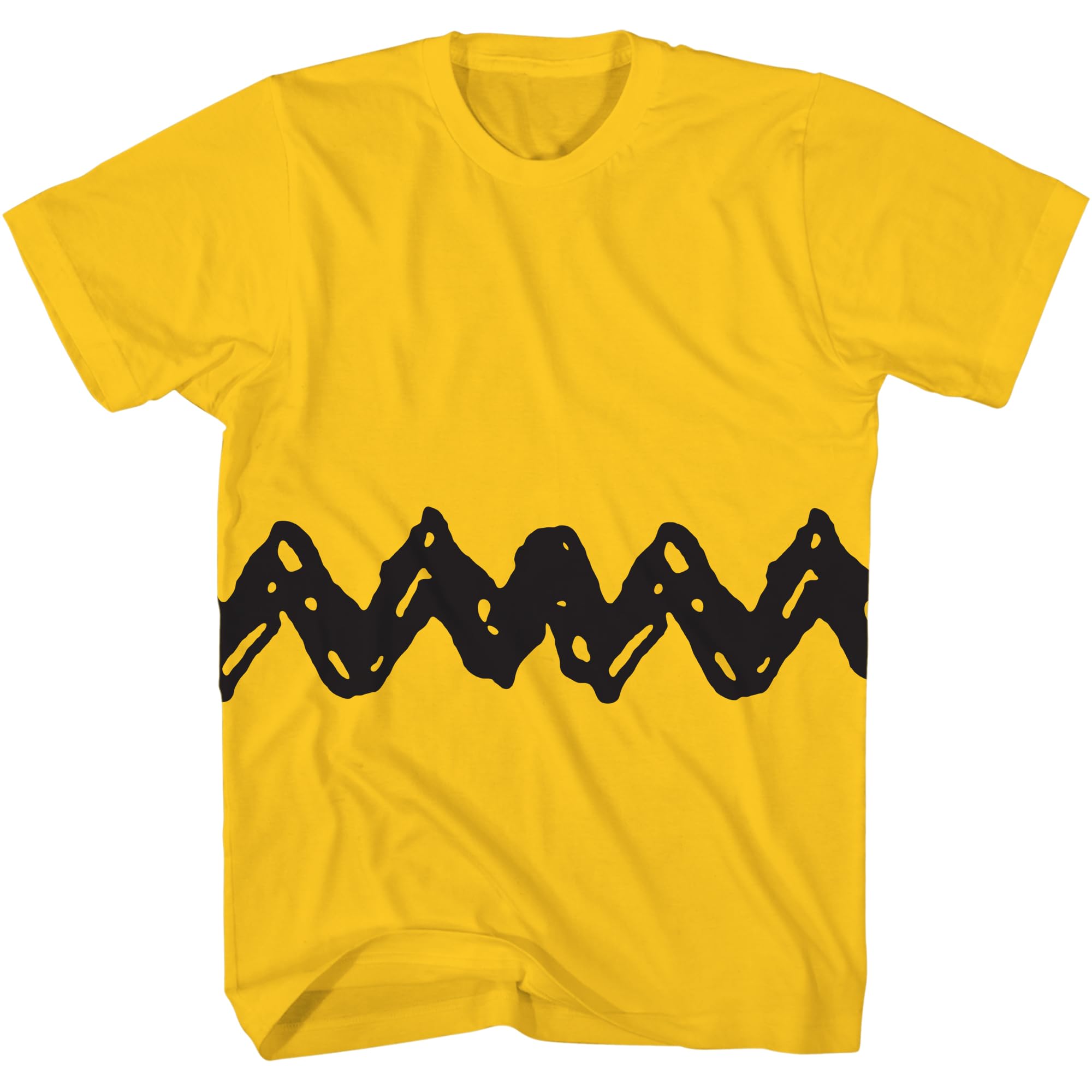 Peanuts Charlie Brown Costume Men's Adult Graphic Tee T-Shirt(Yellow,Large)