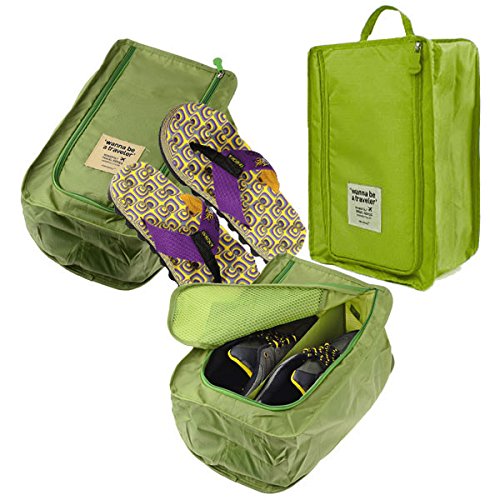 Waterproof Nylon Travel Portable Shoes Zipper Handle Carrying Case Organizer Home Shoes Free Stand Packing Cubes Box Storage Bag Dustproof Protective Pouch