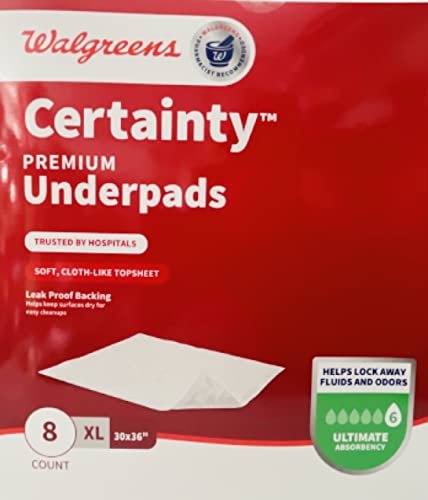 Walgreens Certainty Premium Underpads Ultimate Absorbency X-Large 8.0ea