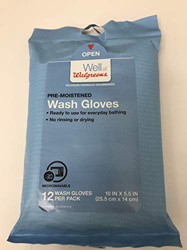 Walgreens Pre-Moistened Wash Gloves 12 wash gloves/pack