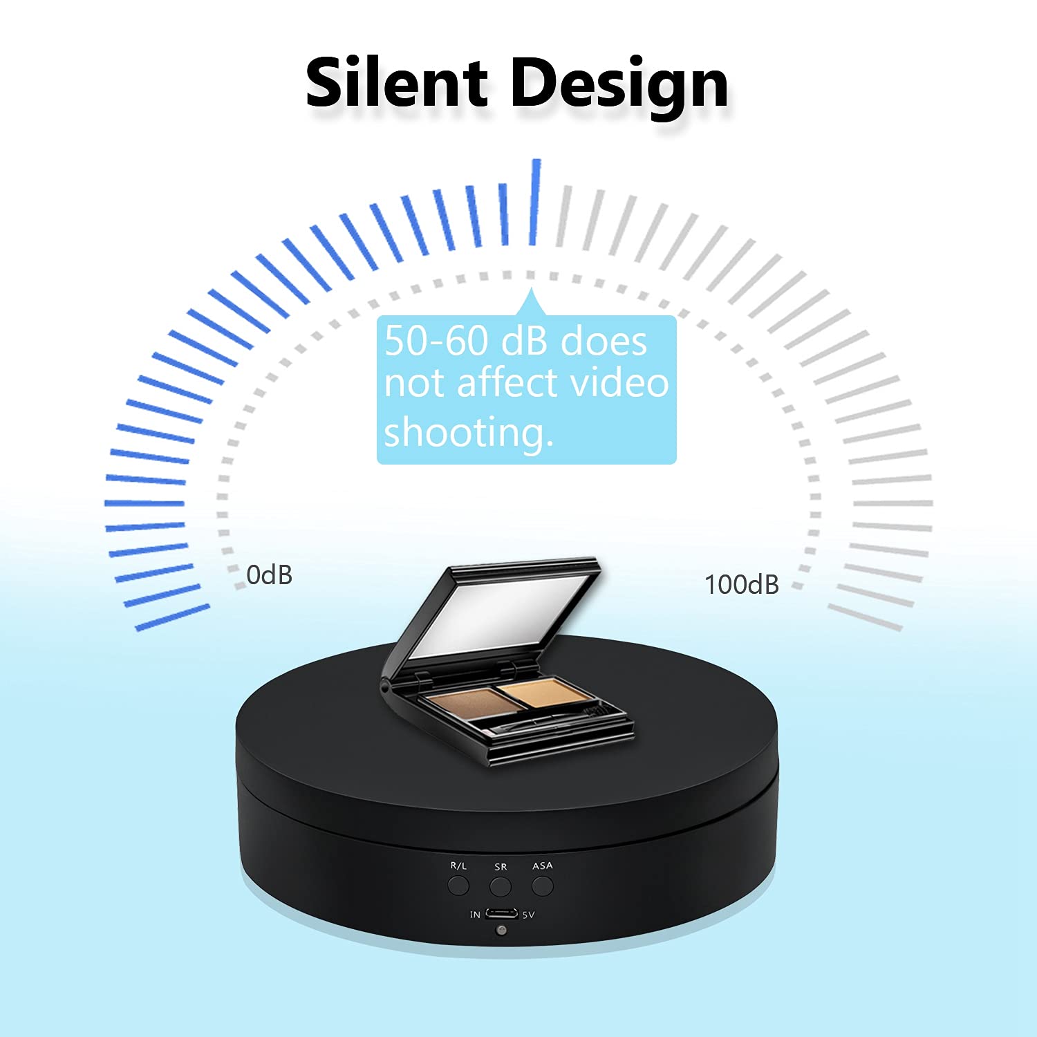 Mcbazel 360 Degree Rotating Display Stand, 5.4 Inch Motorized Spinning Platform, Electric Lazy Susan, Turntable Table Base for Photography, Jewelry, Watch, Cup - Max Load 3kg, Black