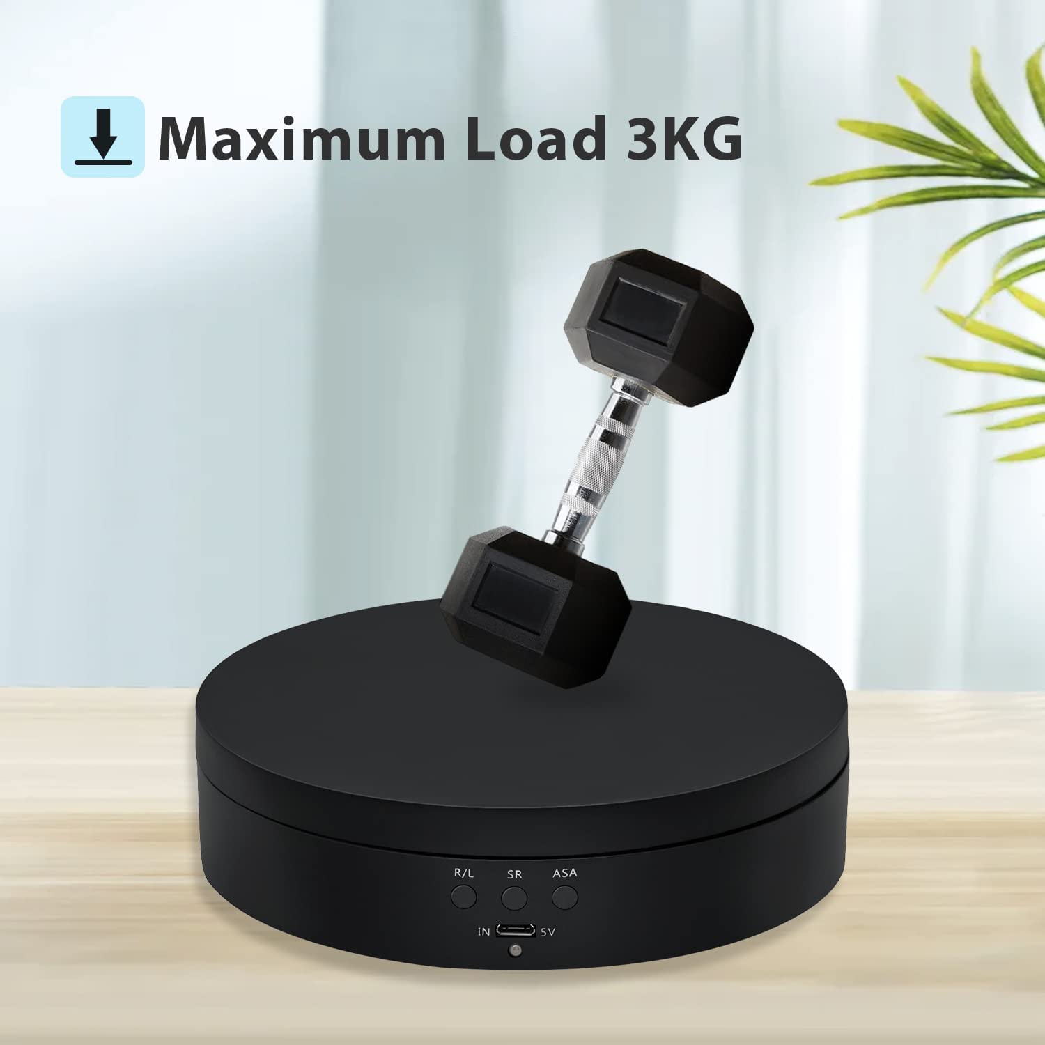 Mcbazel 360 Degree Rotating Display Stand, 5.4 Inch Motorized Spinning Platform, Electric Lazy Susan, Turntable Table Base for Photography, Jewelry, Watch, Cup - Max Load 3kg, Black