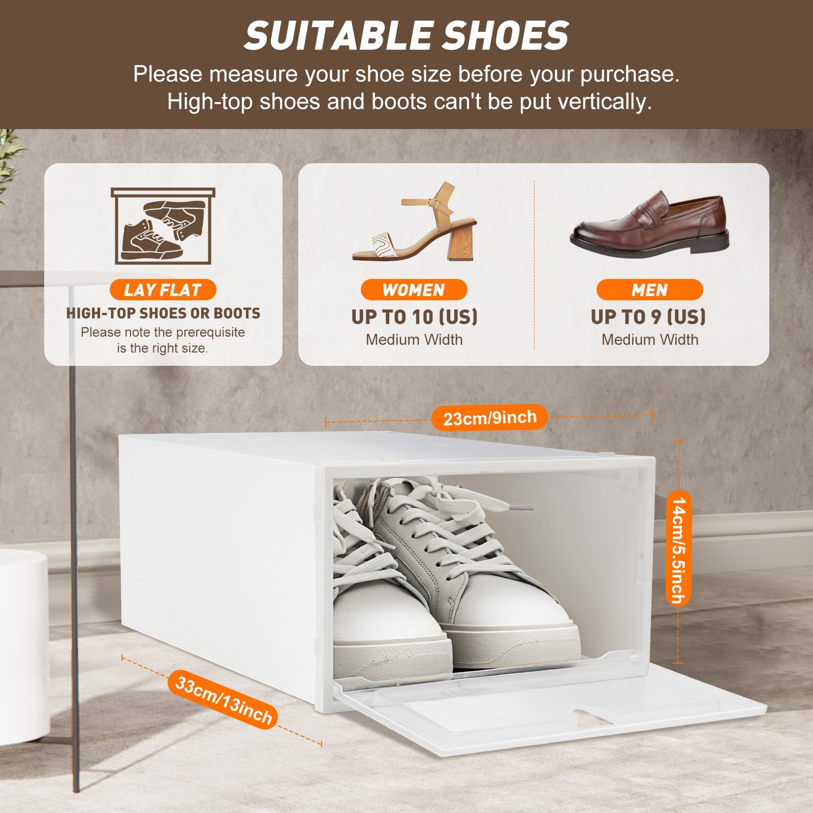 Netcoin Large Shoe Storage Box, 20 Pack Clear Plastic Shoe Box with Lids, Stackable Transparent Shoe Case Home Storage Organizer Shoe Container Decorative Shoe Box for Home Bedroom (Heart Hole)