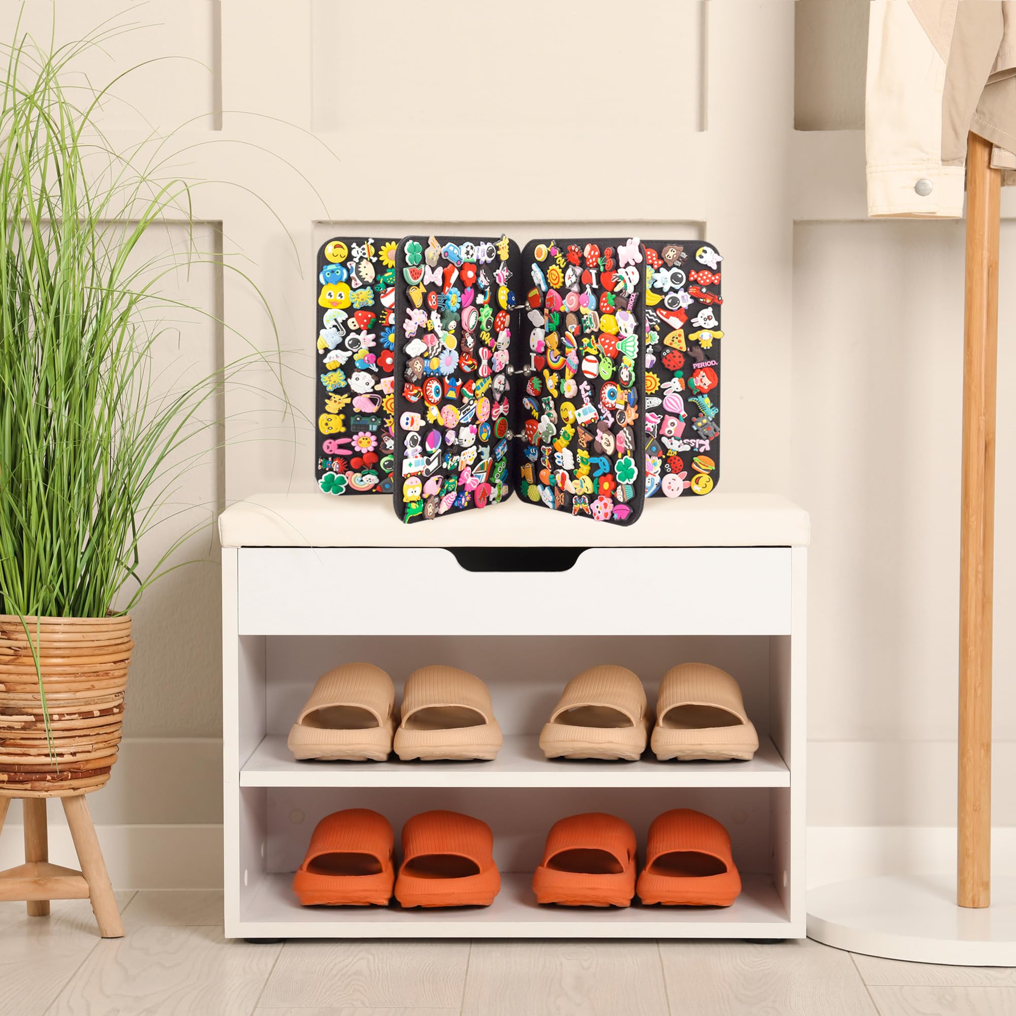 PACMAXI Shoe Charms Display Holder, Shoe Charm Organizer, Shoe Charm Collection Booklet with 3 Binders and 4 Pages For Shoes, Sneakers, Sandals(Not Include Any Accessories)