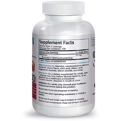 Bronson Melatonin 10mg Fast Dissolve Tablets - Stay Asleep Longer - 100 Cherry Flavored Fast Dissolve Tablets