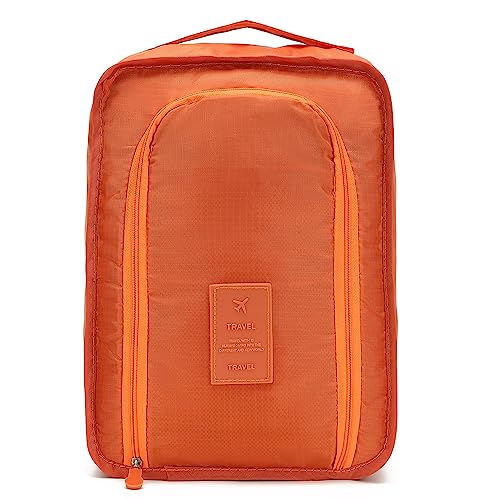 Hualibao Travel Shoes Pouch Shoe Bag with Handle Holds 1 Pairs of Shoes, Shoe Packing Cubes for Travel(Orange)