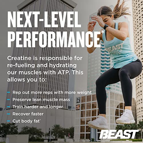 Beast Sports Nutrition Creature - 180 Vegetable Capsules - 5 Forms of Creatine + Creatine Optimizers - Improve Strength, Muscle Tone, Endurance, Recovery & Energy Production - 60 Servings