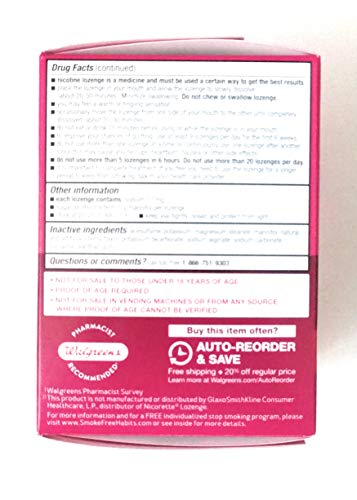 Walgreens Nicotine Lozenge, 4mg, Cherry, 72 ea