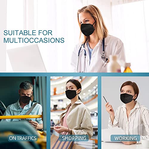 CHGD Kn95 Face Mask Black,5 Layer Cup Dust Safety Masks Men & Women Universal,Breathable, Comfortableable,Home and Outdoor Wearing (Black-30pcs)