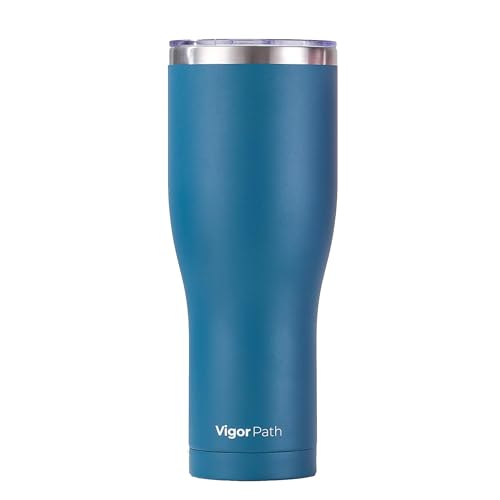 VIGOR PATH Insulated Tumbler Cup with Slide Lid, Double-Walled Vacuum Stainless Steel Water Bottle Travel Mug - Leak-Proof Thermal Cup for Home and Outdoor Adventures - 40oz (Dark Blue)