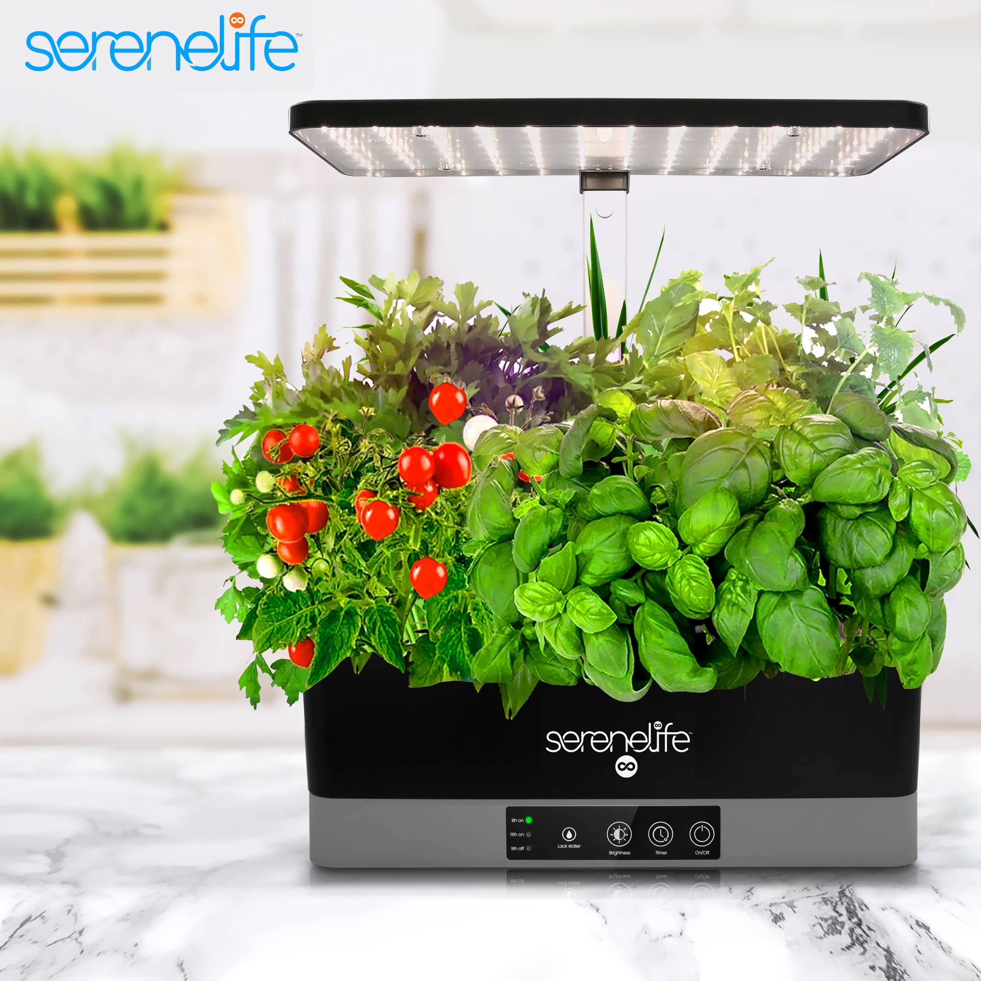 Hydroponic Herb Garden 6 Pods, Indoor Herb Garden Kit, Seed Pod, Indoor Garden, Full-Spectrum Grow Light, Adjustable Height, Hydroponic Indoor Garden, Smart Indoor Plant system, Black