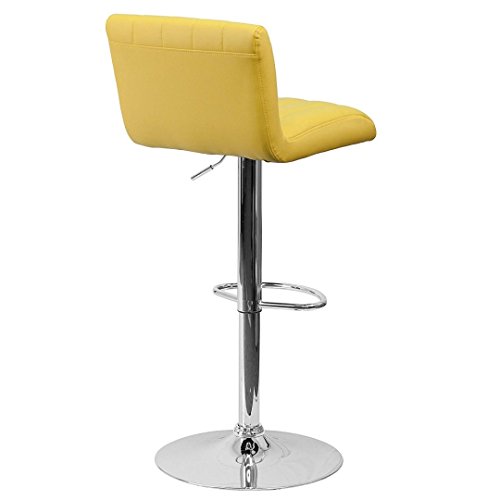 KLS14 Contemporary Bar Stool Vertical Line Design Hydraulic Adjustable Height 360-Degree Swivel Seat Sturdy Steel Frame Chrome Base Dining Chair Bar Pub Stool Home Office Furniture - (1) Yellow #1983