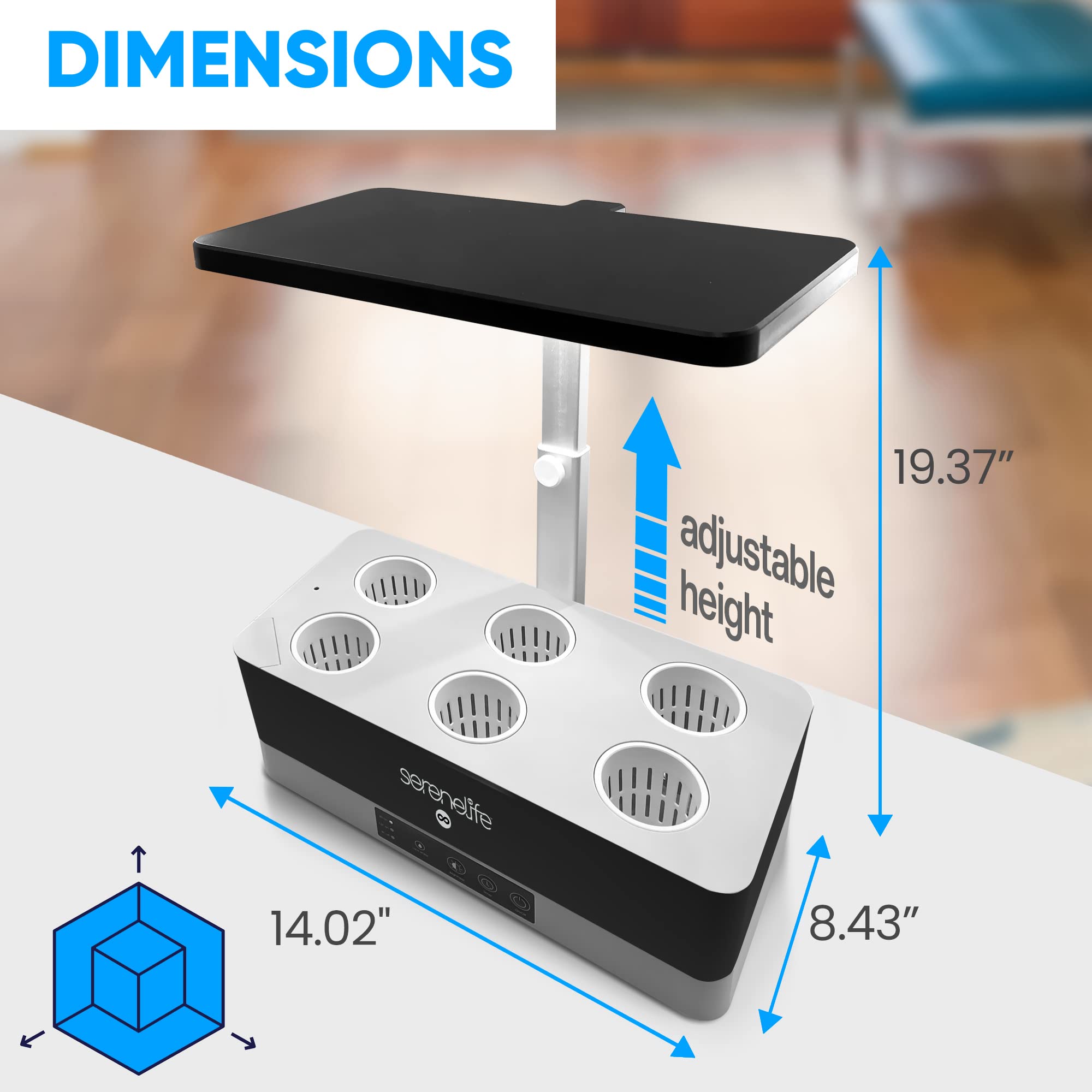 Hydroponic Herb Garden 6 Pods, Indoor Herb Garden Kit, Seed Pod, Indoor Garden, Full-Spectrum Grow Light, Adjustable Height, Hydroponic Indoor Garden, Smart Indoor Plant system, Black