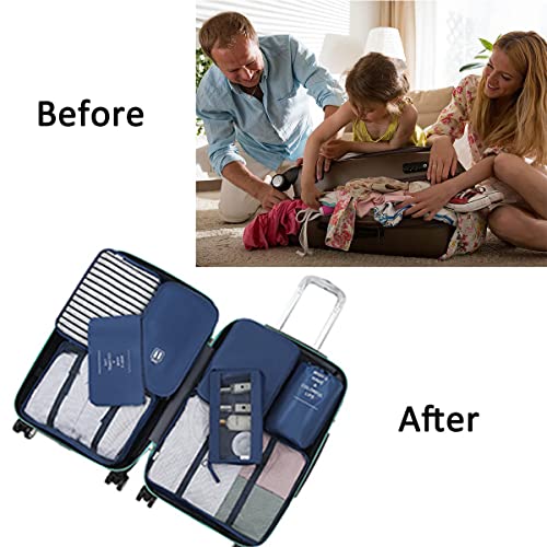 Treonca 8 Piece Packing Cubes for Luggage, Suitcase Cube Organizer,Lightweight Mesh Zipper, Clothes, Shoes, Luggage Organizer (beige)