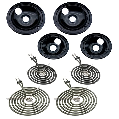 WB31M20 WB31M19 Porcelain Drip Pans and WB30M1 WB30M2 Surface Elements by SupHomie - Compatible with GE Hotpoint Range Stove