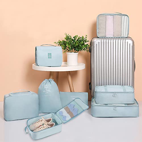 Treonca 8 Piece Packing Cubes for Luggage, Suitcase Cube Organizer,Lightweight Mesh Zipper, Clothes, Shoes, Luggage Organizer (beige)