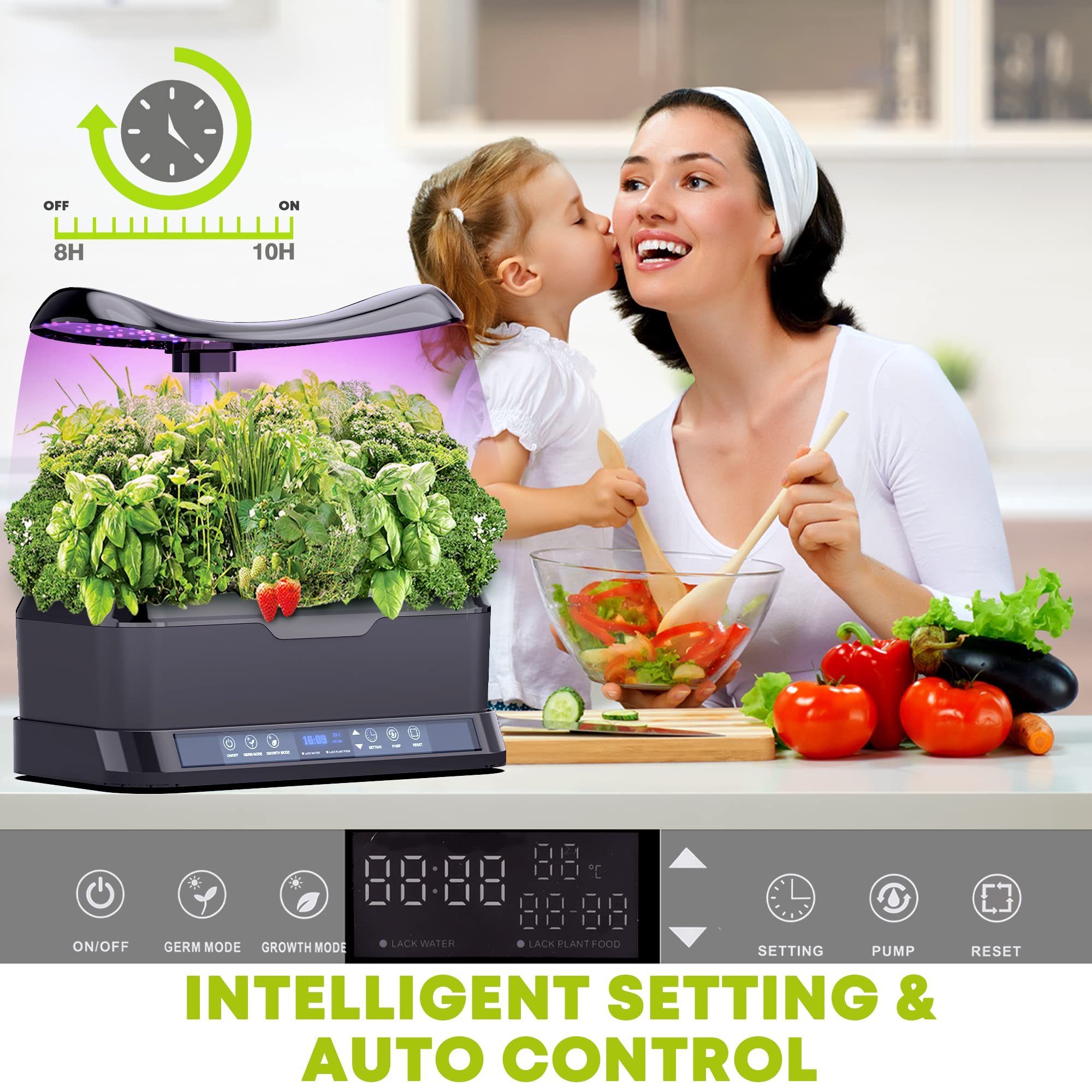 Gift for All, Hydroponics Growing System, Aerogarden, Indoor Garden, Indoor Gardening System, Aero Garden, Indoor Herb Garden, Hydroponic Planter, Adjustable Height up to 23", with 12 Pods